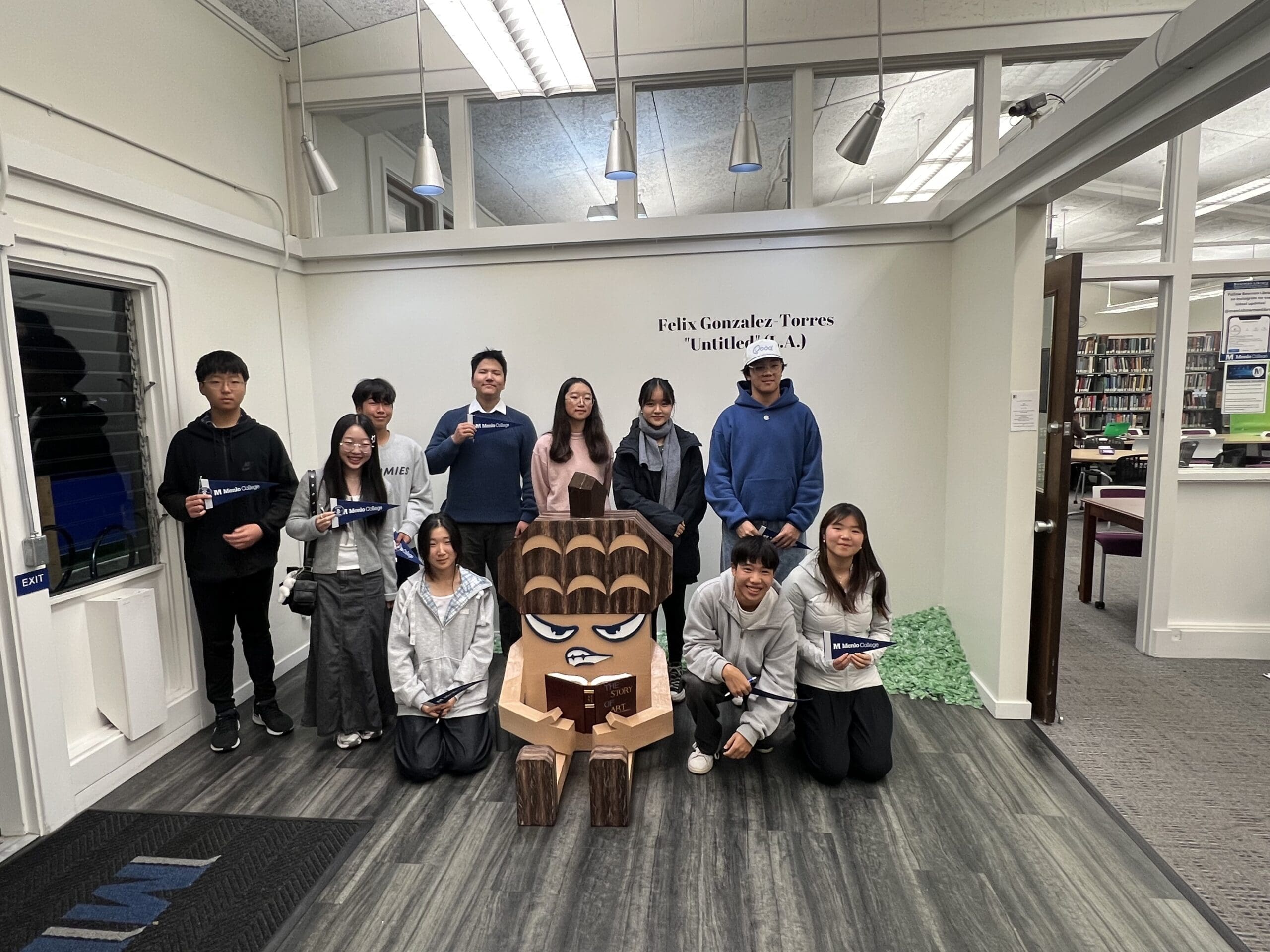 New “Library Oakie” Sculpture Installed in Bowman Library - Menlo College